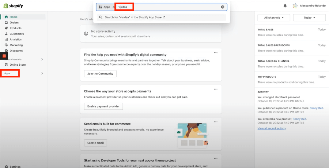 Shopify tutorial - Visidea.ai